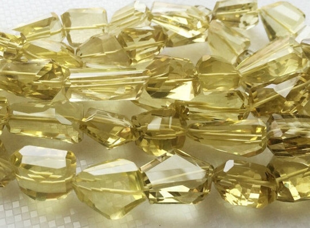 11-26mm Lemon Quartz Beads, Lemon Faceted Tumble Beads, Step Cut, Lemon ...