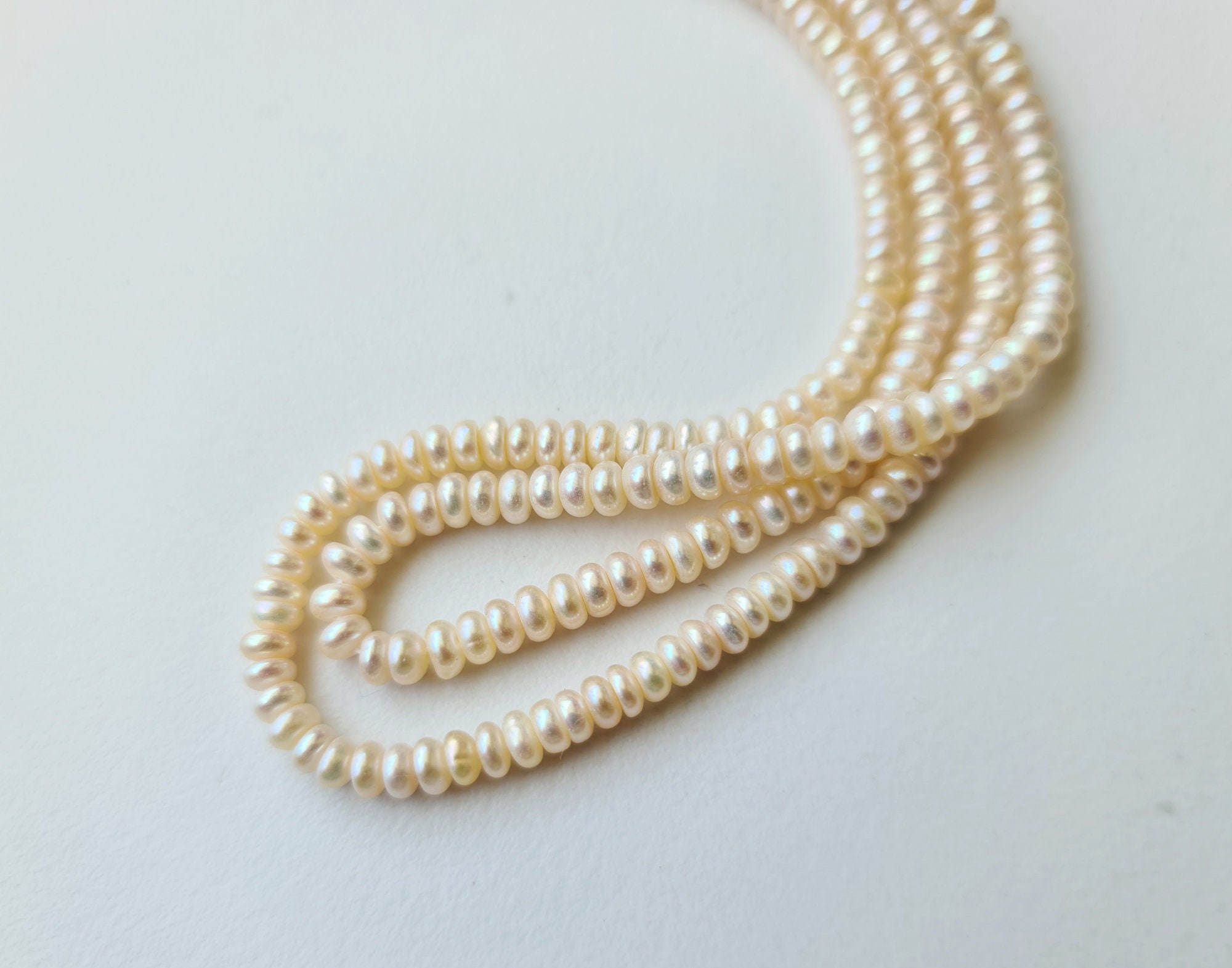 4mm Cream Color Pearls, Natural Fresh Water Corn Pearls, Natural Pearls ...