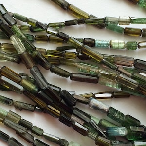 4-11mm Rare Tourmaline Beads, Green Tourmaline Faceted Pipes for ...