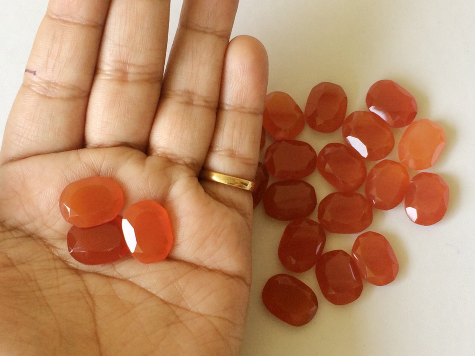 12x16mm Red Chalcedony Table Cut Flat Back, Red Chalcedony Rose Cut ...