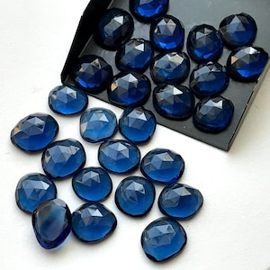 15-17mm Sapphire Blue Hydro Quartz Color Flat Back Cabochons Rose Cut ...
