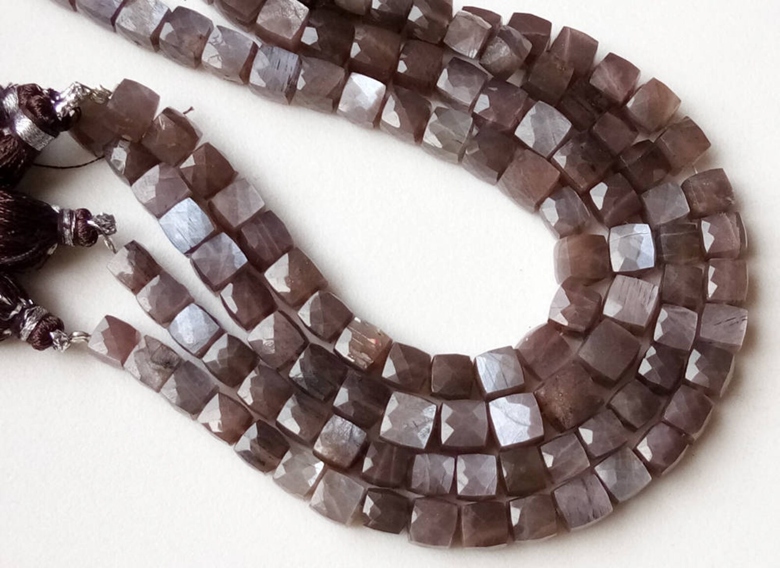 6-7mm Chocolate Moonstone Faceted Box Beads Natural Chocolate - Etsy