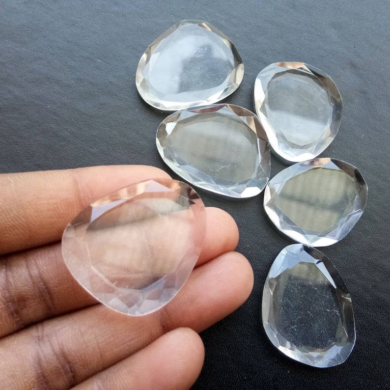 22-30mm Crystal Quartz Flat Back Cabochons Natural Table Cut | Etsy