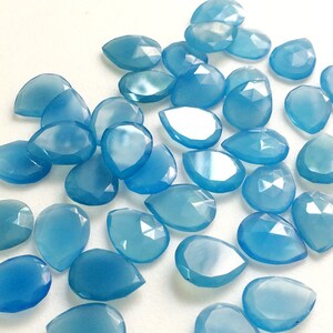 12x16mm Blue Chalcedony Rose Cut Pear Flat Back Cabochons, Blue ...