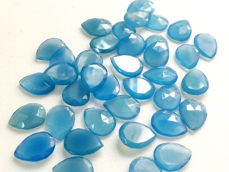 12x16mm Blue Chalcedony Rose Cut Pear Flat Back Cabochons - Etsy