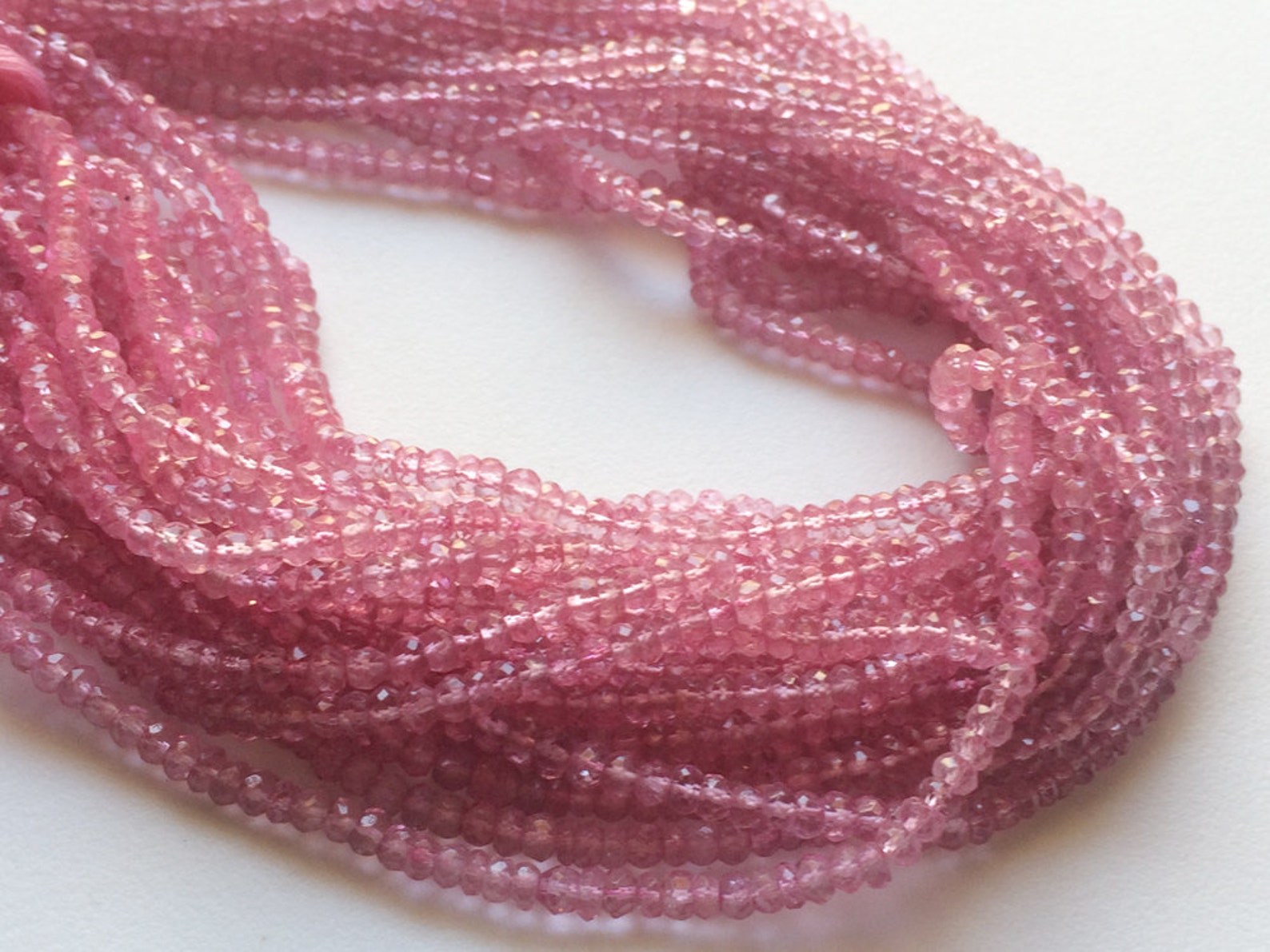 3.5mm Pink Topaz Coated Faceted Rondelle Beads Coated Topaz - Etsy