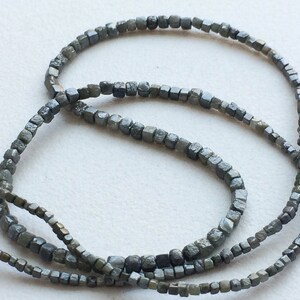 1-2mm Dark Grey Diamond Box Cubes, Natural Tiny Dark Grey Drilled Rough ...