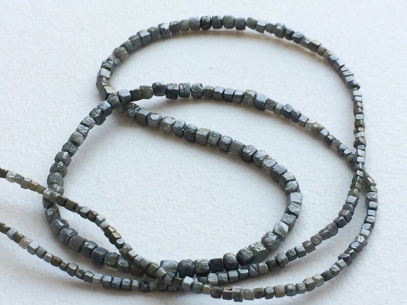 1-2mm Dark Grey Diamond Box Cubes, Natural Tiny Dark Grey Drilled Rough ...