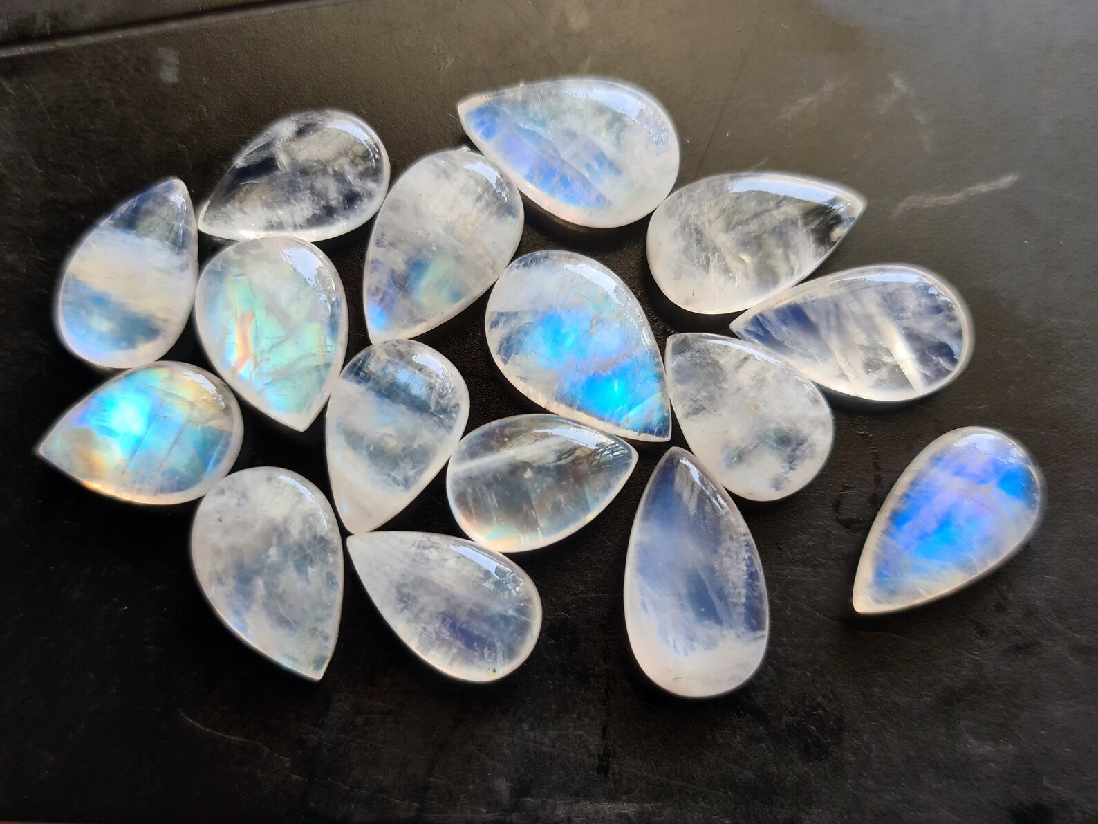 16-20mm Rainbow Moonstone Pear Shaped Plain Both Side Flashy - Etsy
