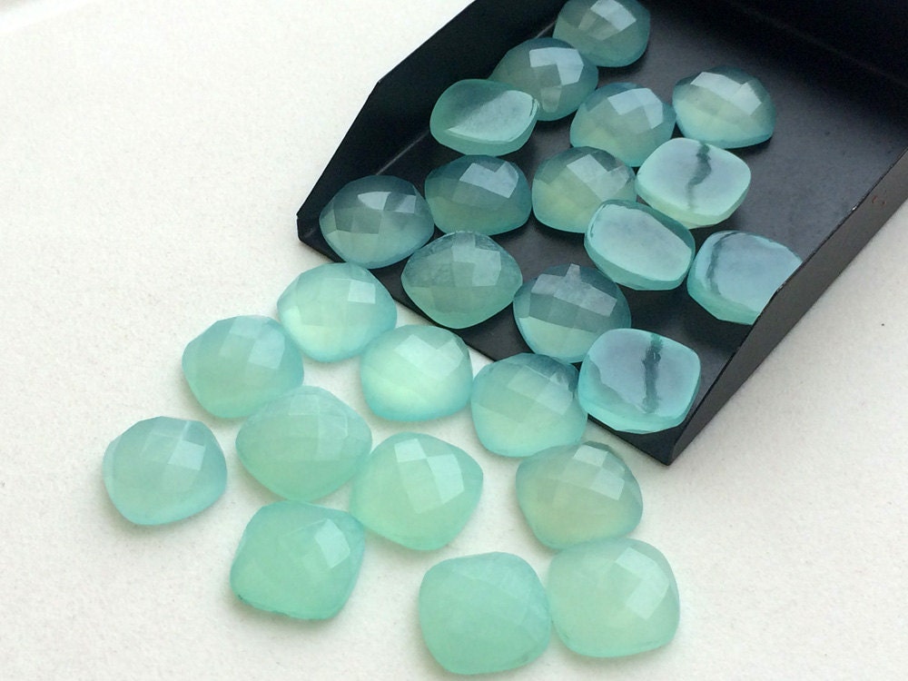 15mm Aqua Chalcedony Cushion Cut Flat Back Cabochons 5 Pieces | Etsy