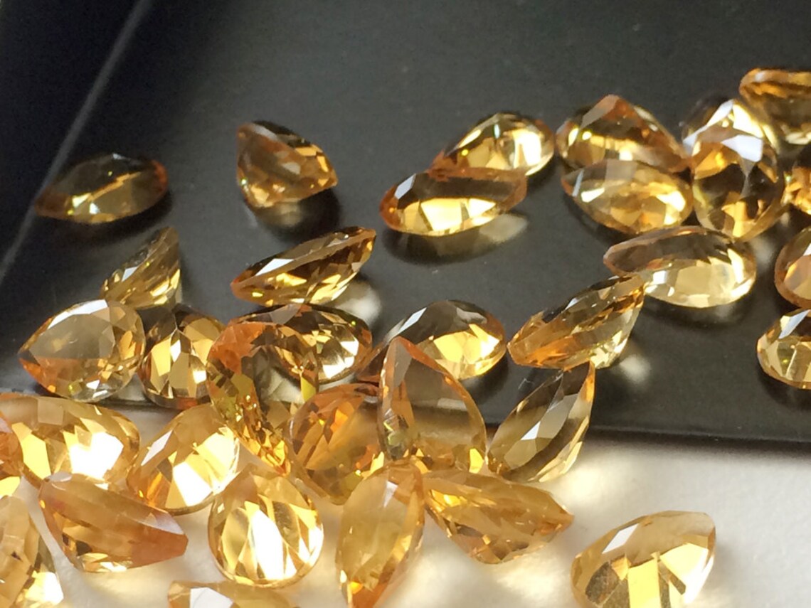 6x9mm Citrine Pear Cut Stone, Citrine Pear Faceted Calibrated, Citrine ...