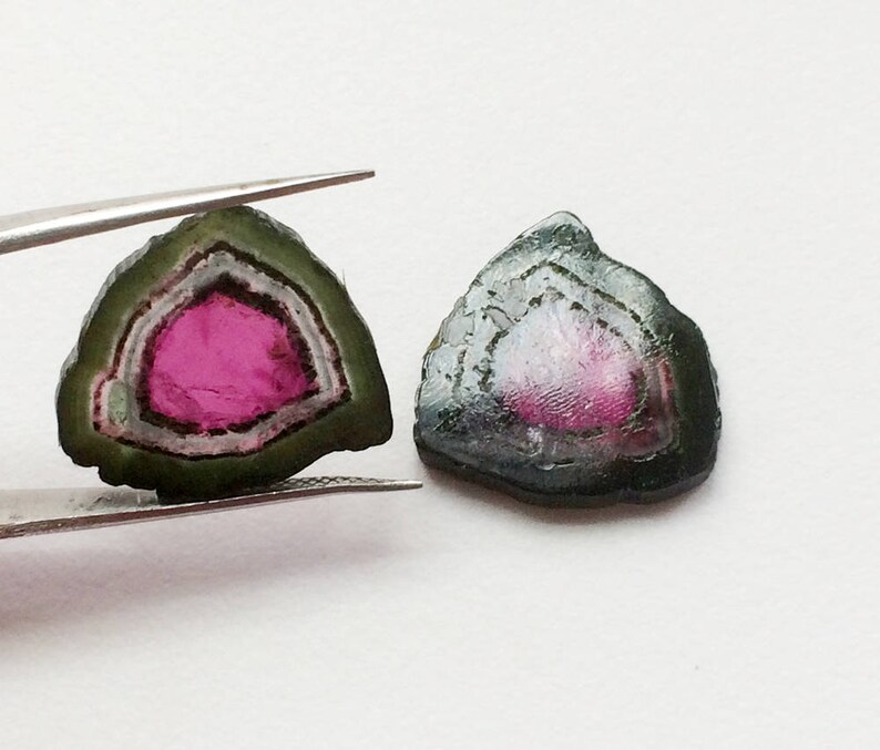20x23mm Rare Watermelon Tourmaline Rough Slices OOAK Matched - Etsy