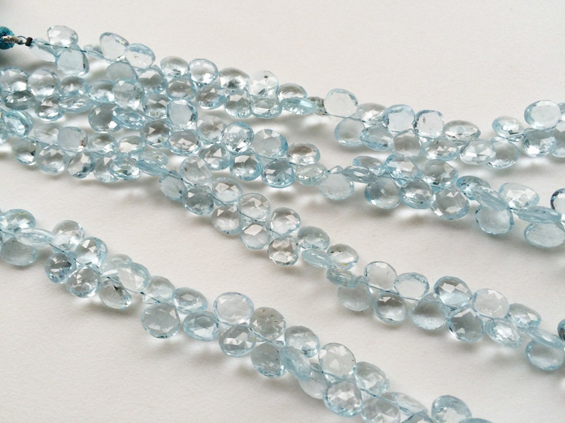 7mm Swiss Blue Topaz Beads Faceted Heart Beads Blue Topaz - Etsy