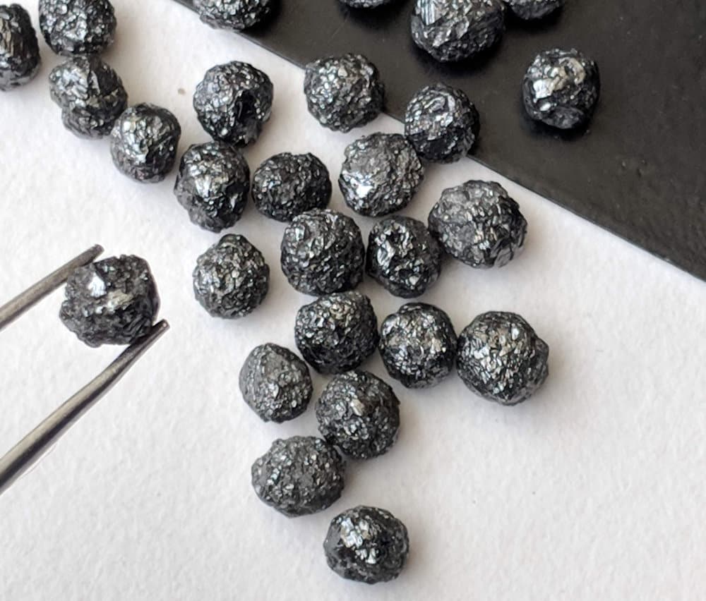 4.5-5mm Black Round Diamonds Black Rough Diamond Natural - Etsy
