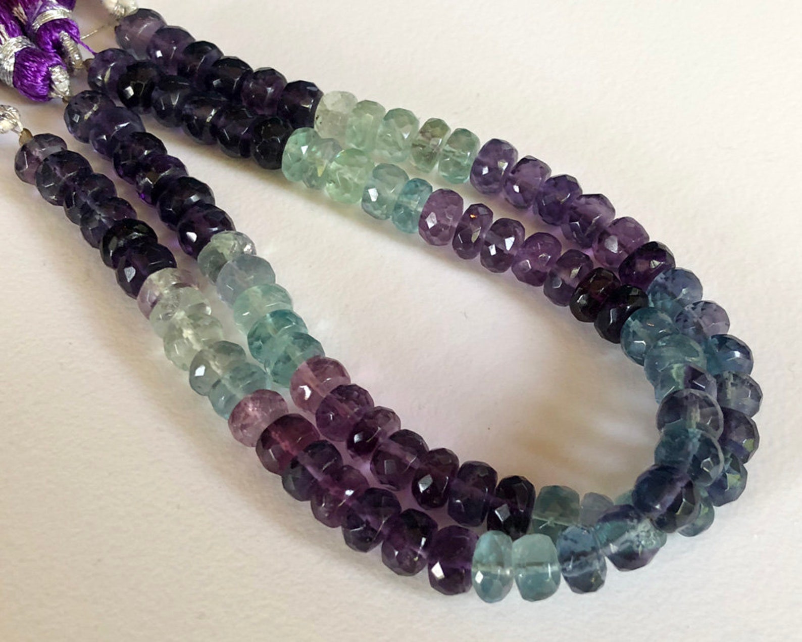 6.5-7mm Fluorite Faceted Rondelle Beads Natural Multi | Etsy