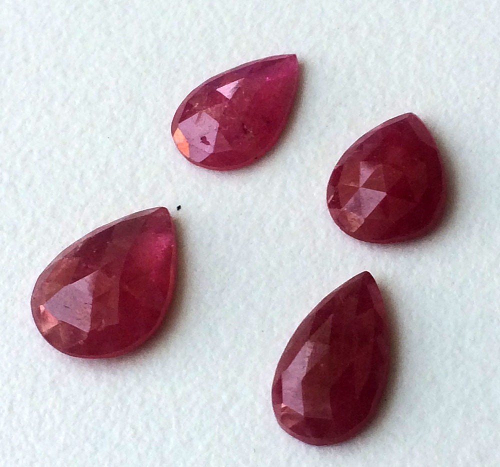 8x13.5mm-10.5x14mm Ruby Glass Filled Cabochons Faceted Pear | Etsy