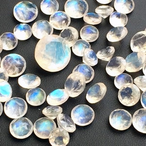 8mm Rainbow Moonstone Faceted Round Cut for Ring, Loose Rainbow ...