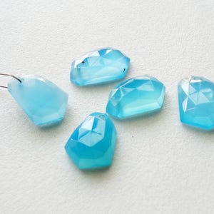14-16mm Blue Chalcedony Fancy Cut Cabochon, Drilled Rose Cut Blue ...