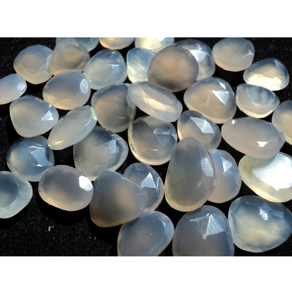 17-20mm Grey Chalcedony Rose Cut Cabochons, Grey Rose Cut Flat ...