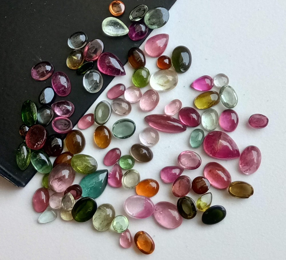 3-9mm Tourmaline Plain Mix Shape Cabochons, Natural Multi Tourmaline ...