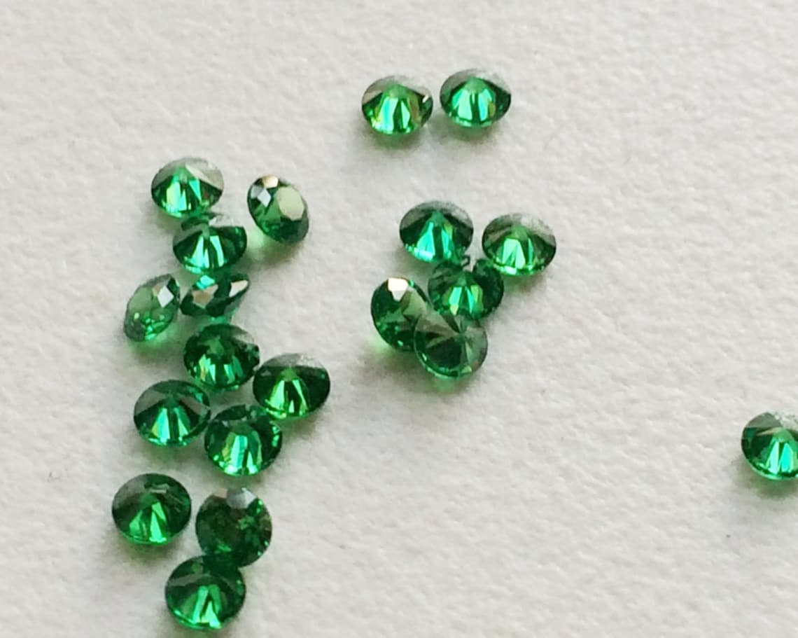 2mm Emerald Green Cubic Zirconia, Loose Round Zircon, Faceted Zirconia ...