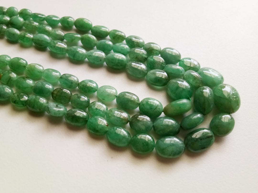 5-11mm Emerald Oval Beads Natural Emerald Plain Beads - Etsy