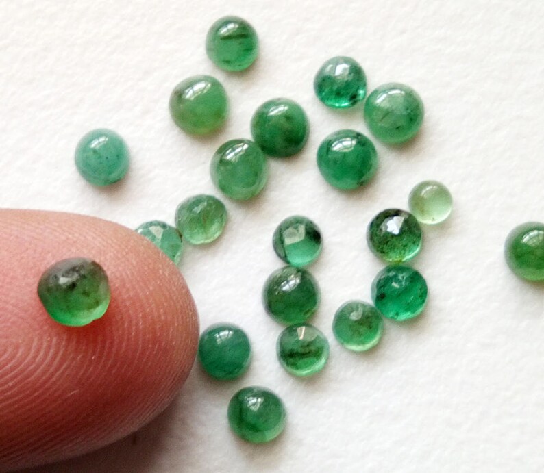 2-3mm Emerald Plain Round Cabochons, 10 Pcs Loose Emerald Green ...