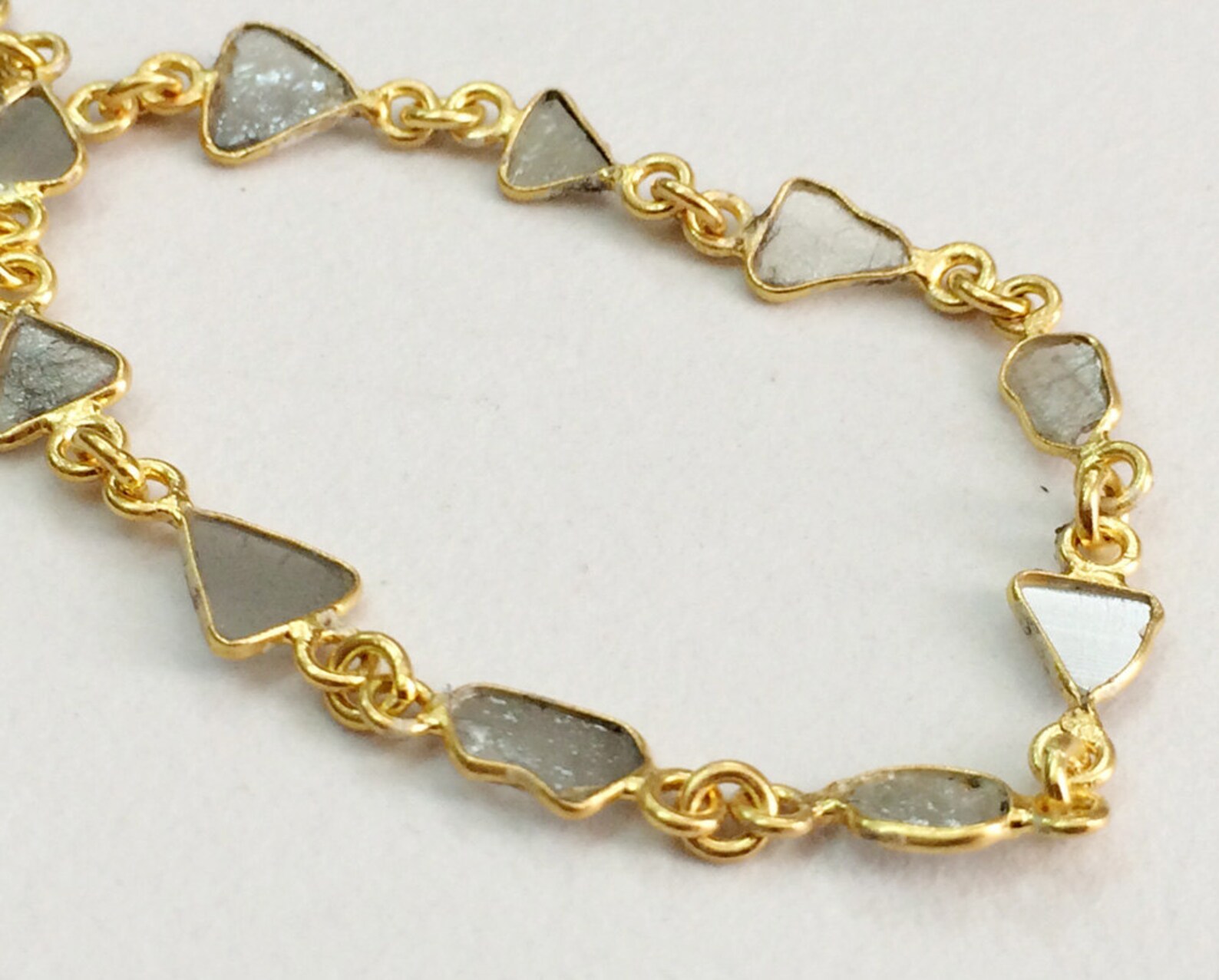 4-6mm Grey Diamond Slice Connector Chains 925 Silver Gold | Etsy