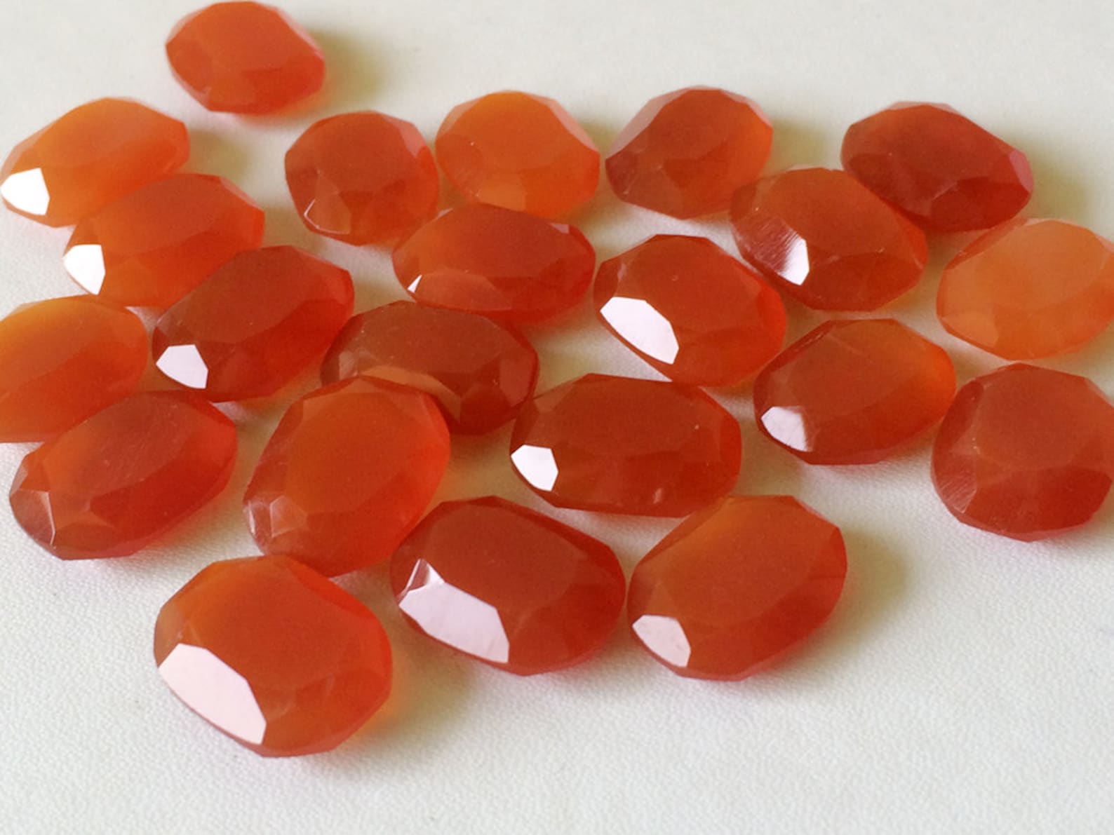 12x16mm Red Chalcedony Table Cut Flat Back, Red Chalcedony Rose Cut ...