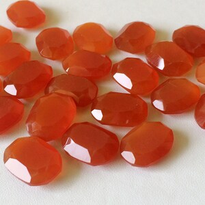 12x16mm Red Chalcedony Table Cut Flat Back, Red Chalcedony Rose Cut ...