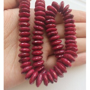 6-9mm Red Corundum Faceted Discs, Corundum German Cut Rondelles, Ruby ...