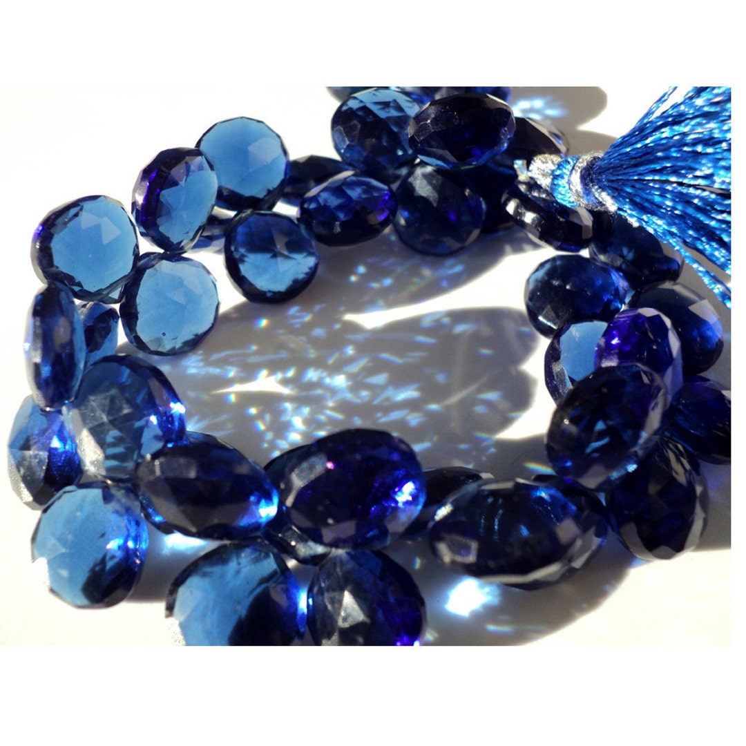 11x11mm Royal Blue Hydro Quartz Micro Faceted Heart Briolette, Blue ...