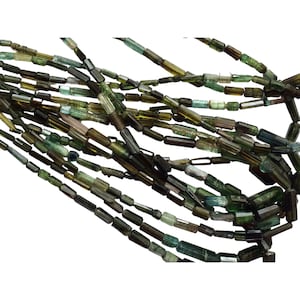 4-11mm Rare Tourmaline Beads, Green Tourmaline Faceted Pipes for ...