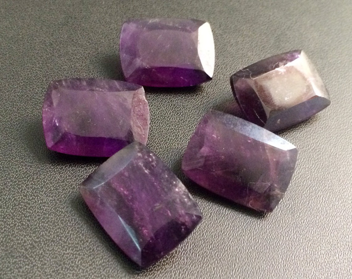 15x20mm Amethyst Stones Rectangle Table Cut Faceted Amethyst - Etsy