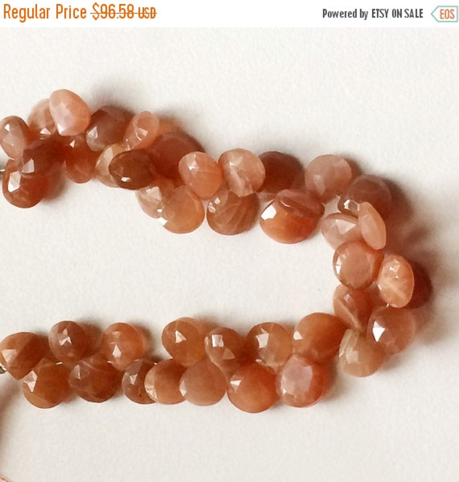 7-8mm Peach Moonstone Beads Peach Moonstone Faceted Hearts | Etsy