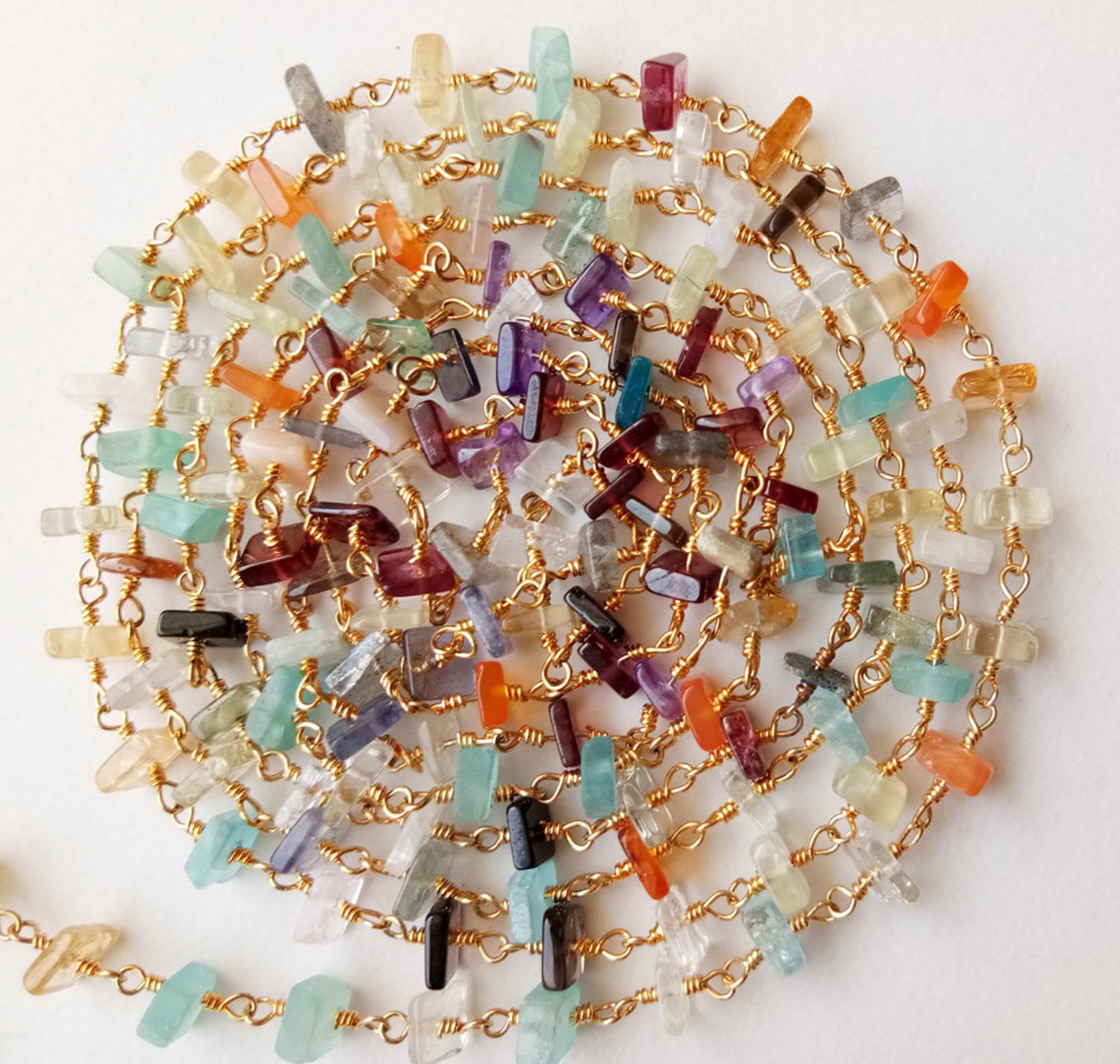 4-5mm Multi Gemstone Chip Beads in 925 Silver Gold Wire | Etsy