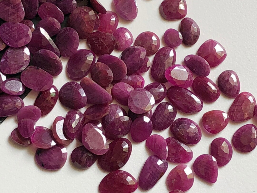 8-12mm Ruby Rose Cut Cabochons, Natural Ruby Rose Cut Flat Back ...