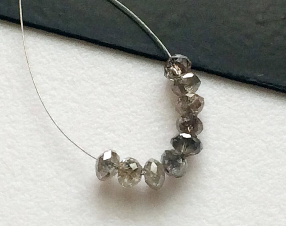 3-3.2mm Champagne Sparkling Faceted Diamond Rondelle Beads, Diamond ...