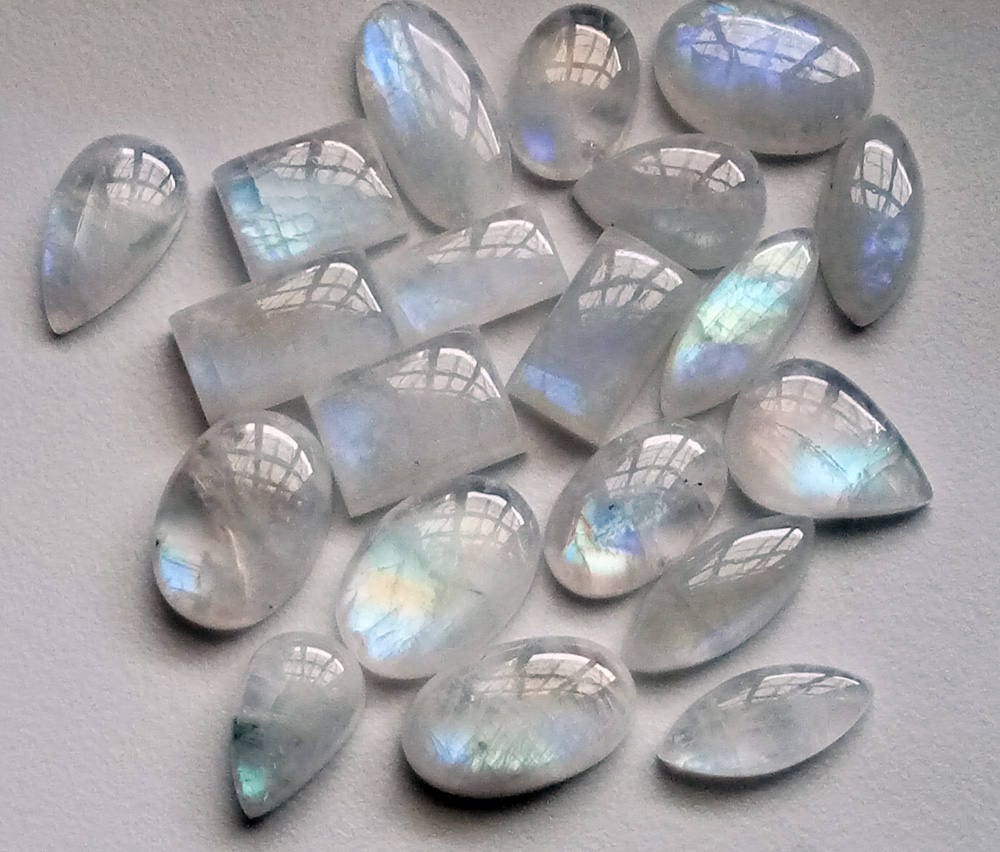 12x18mm 13x23mm Rainbow Moonstone Mix Shape Plain Cabochons | Etsy