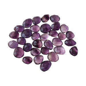 10-12mm Fluorite Rose Cut Cabochons, 5 Pcs Natural Purple Fluorite Flat ...