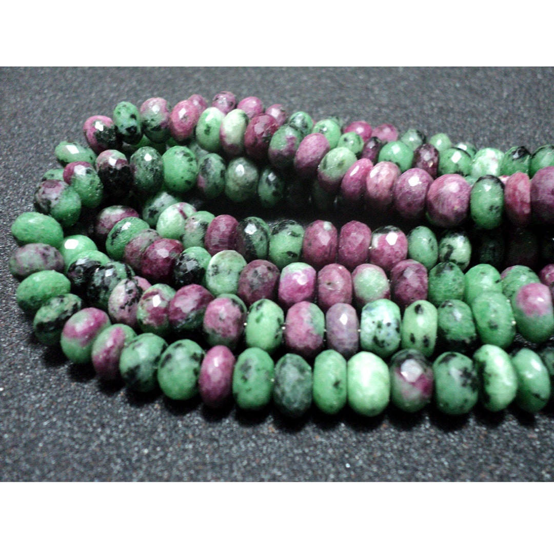 9mm Ruby Zoisite Faceted Rondelle Beads, Ruby Zoisite Beads, Red Green ...