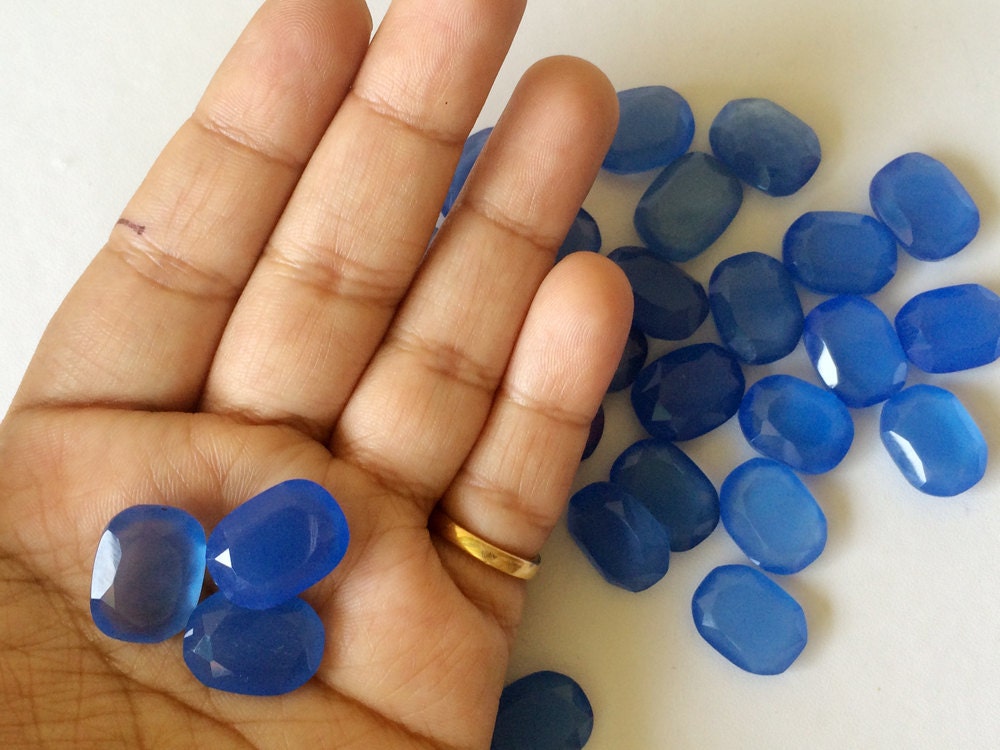 12x16mm Blue Chalcedony Table Cut Flat Back Cabochons Blue - Etsy UK