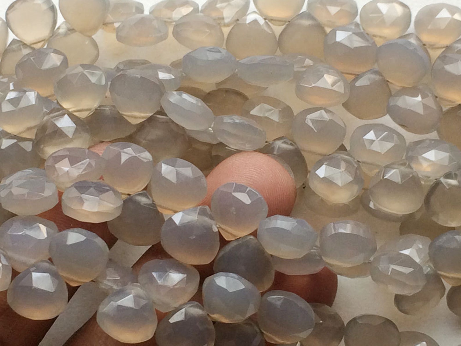 9mm Grey Chalcedony Grey Chalcedony Faceted Heart Beads Grey - Etsy