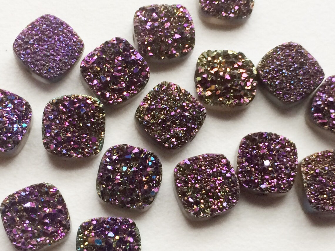 10mm Purple Druzy Titanium Purple Druzy Matched Pairs | Etsy