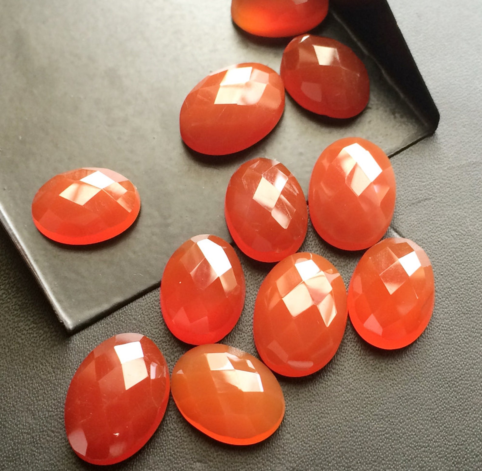 12x16mm 13x18mm Carnelian Orange Rose Cut Chalcedony 5 - Etsy