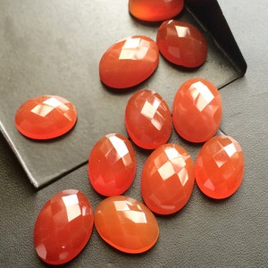12x16mm - 13x18mm Carnelian Orange Rose Cut Chalcedony, 5 Pieces Orange ...