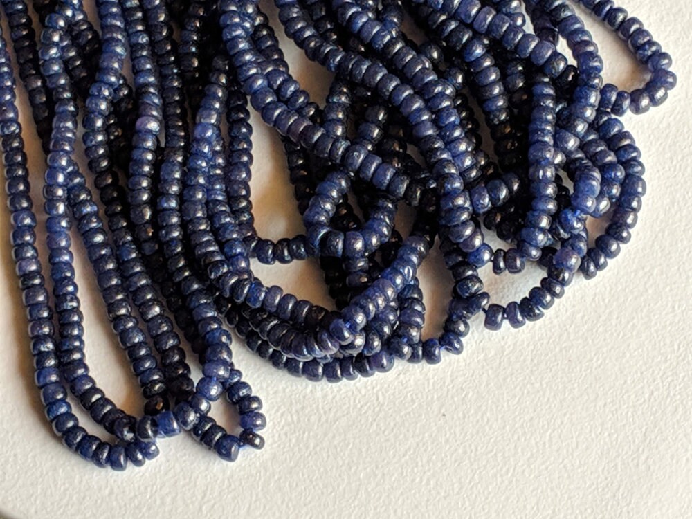 3.5mm Blue Corundum Plain Beads, Blue Corundum Plain Rondelle Beads ...