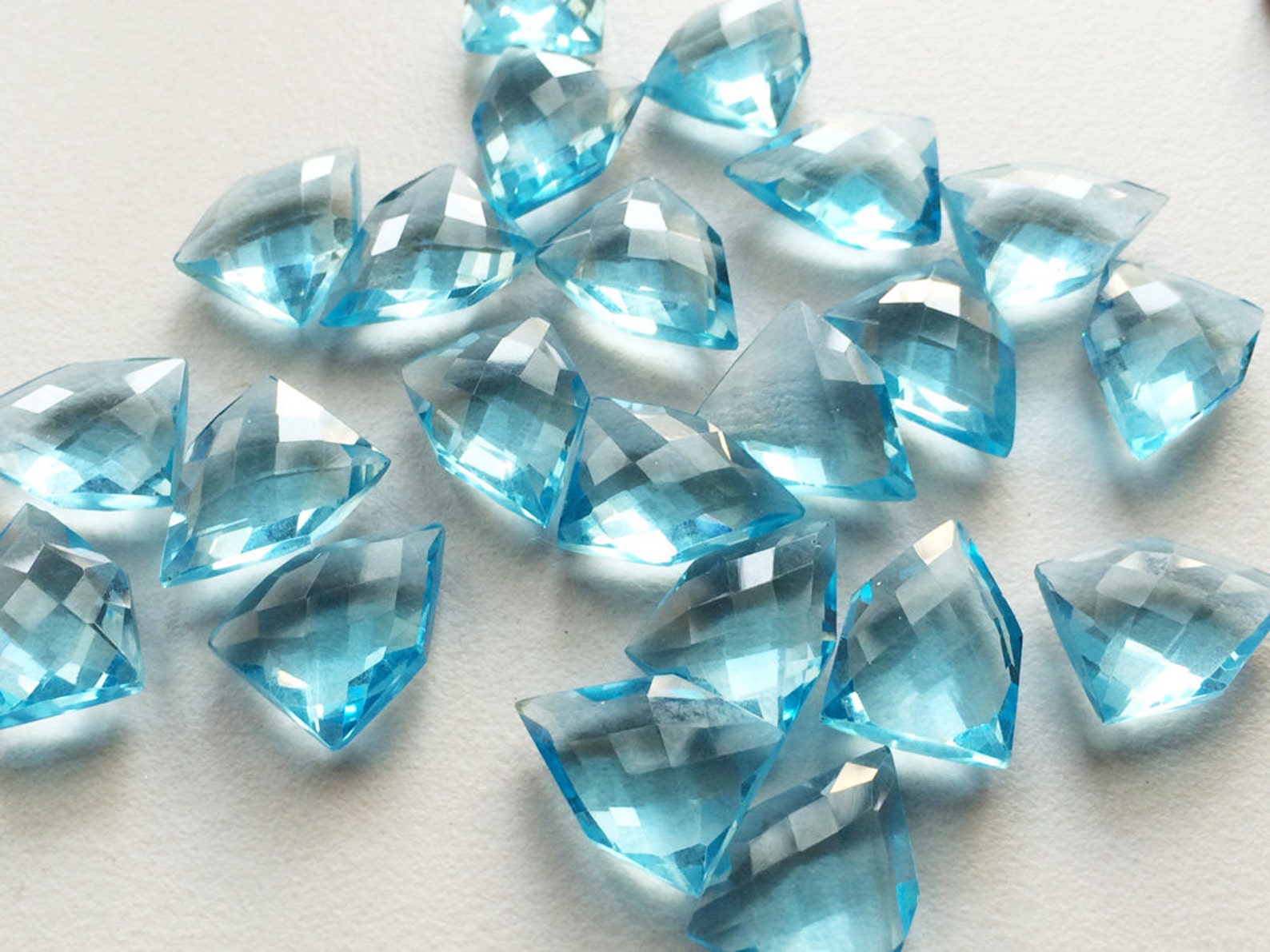 18mm Aqua Blue Hydro Quartz Checker Cut Fancy Shape Blue | Etsy