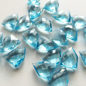 18mm Aqua Blue Hydro Quartz Checker Cut Fancy Shape, Blue Double Side ...