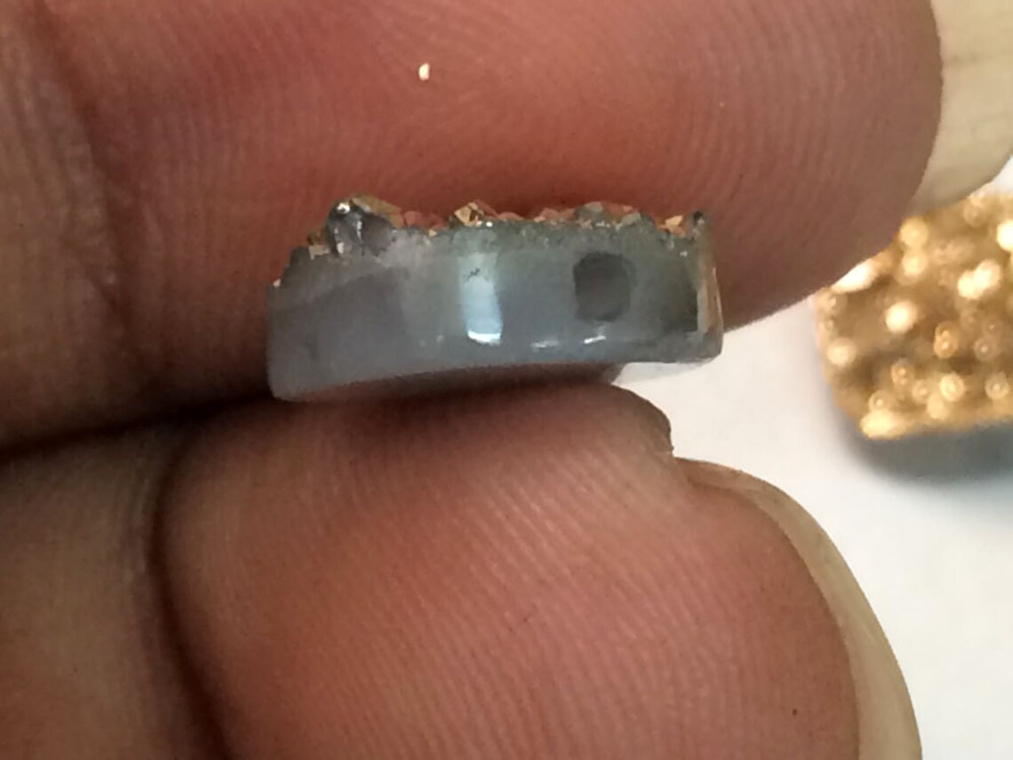 10mm Gold Druzy Cushion Titanium Gold Druzy Matched Pairs | Etsy